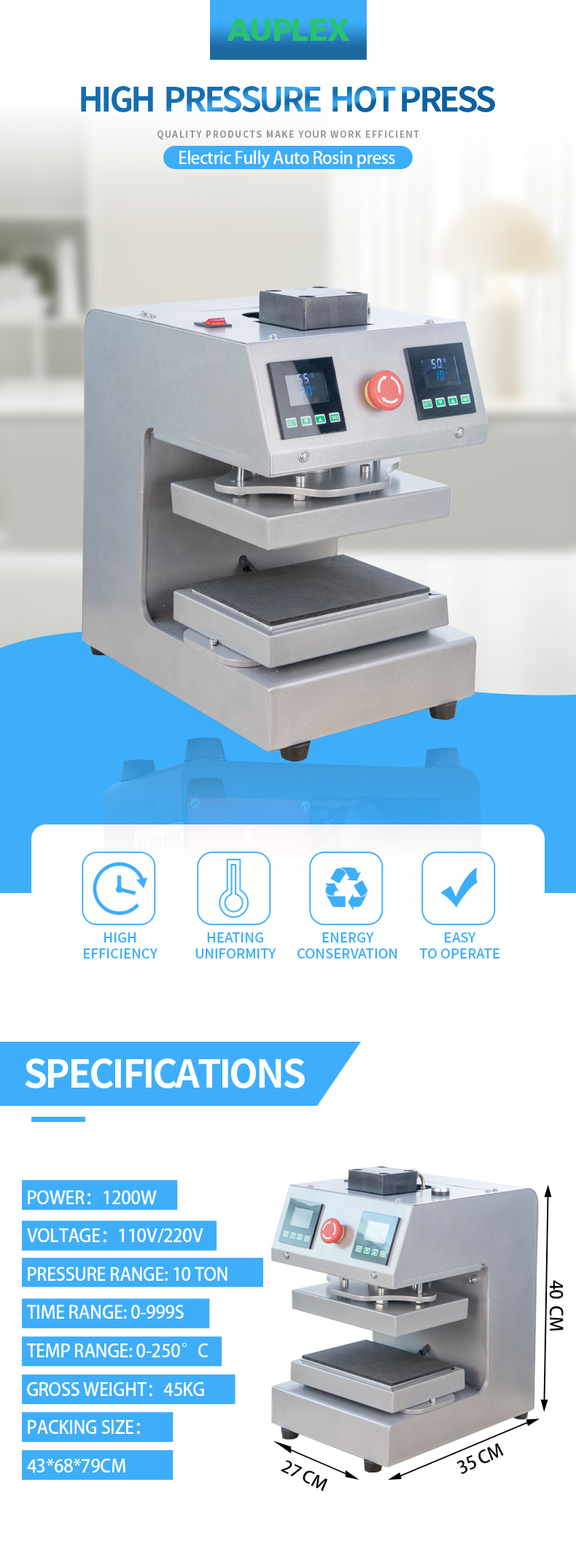 AIDARY Electric Fully Auto Rosin Press 10 Ton Pressure Rosin Press ...