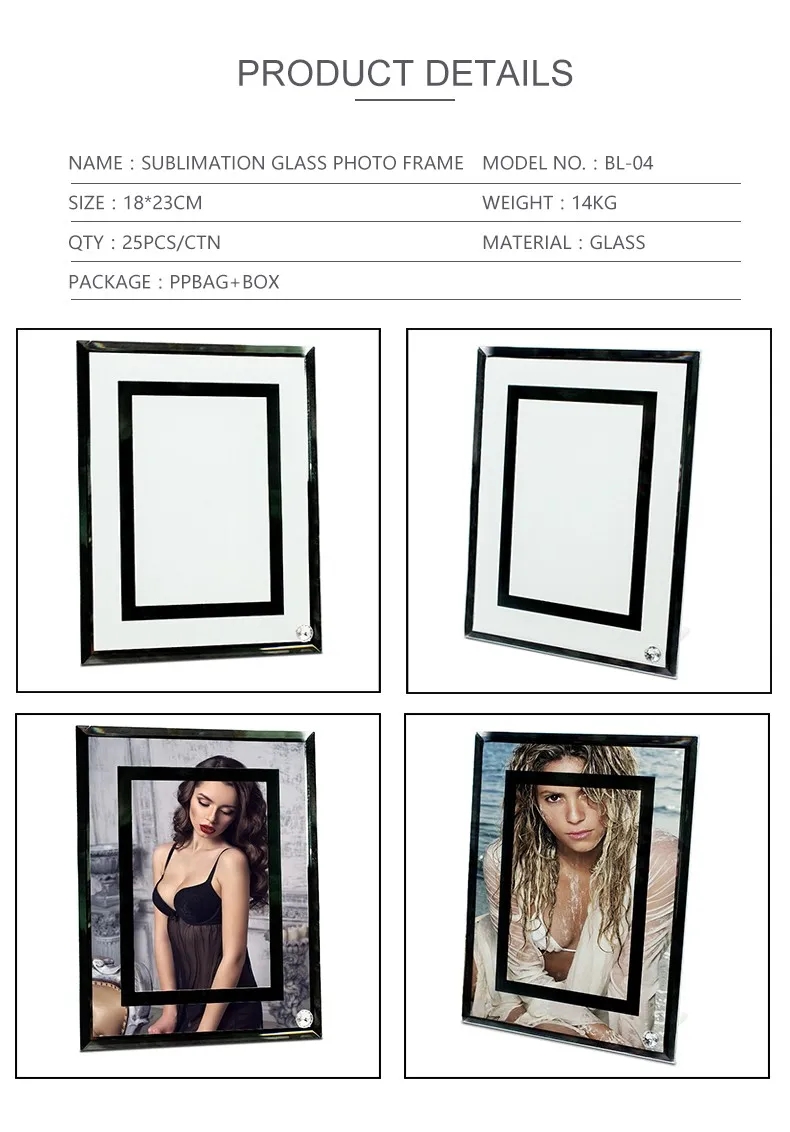 Sublimation 8" Double Side Glass Mirror Frame - Buy Sublimation 8 ...