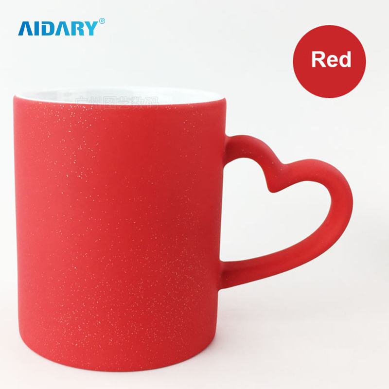 AIDARY Glitter Heart Handle Whole Colour Changed Ceramic Mug - Buy ...